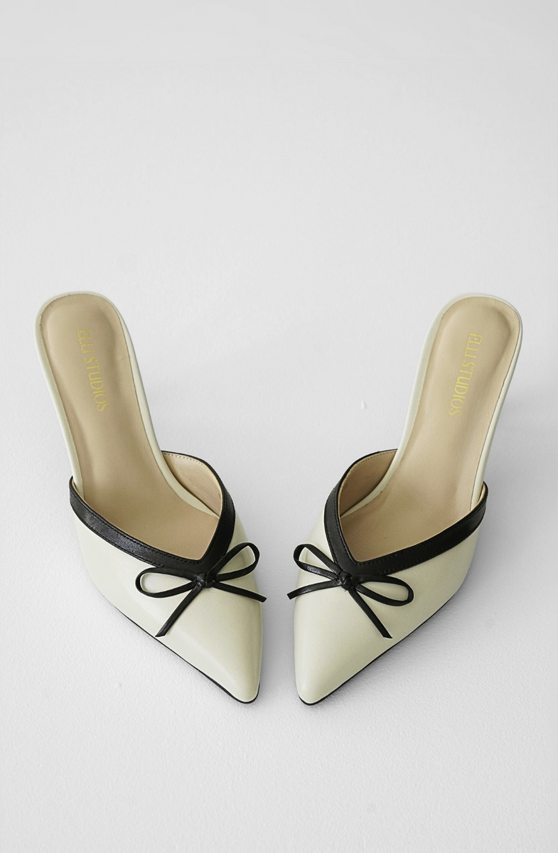 Capri Kitten Heel – Noir Crème | Elli Studios